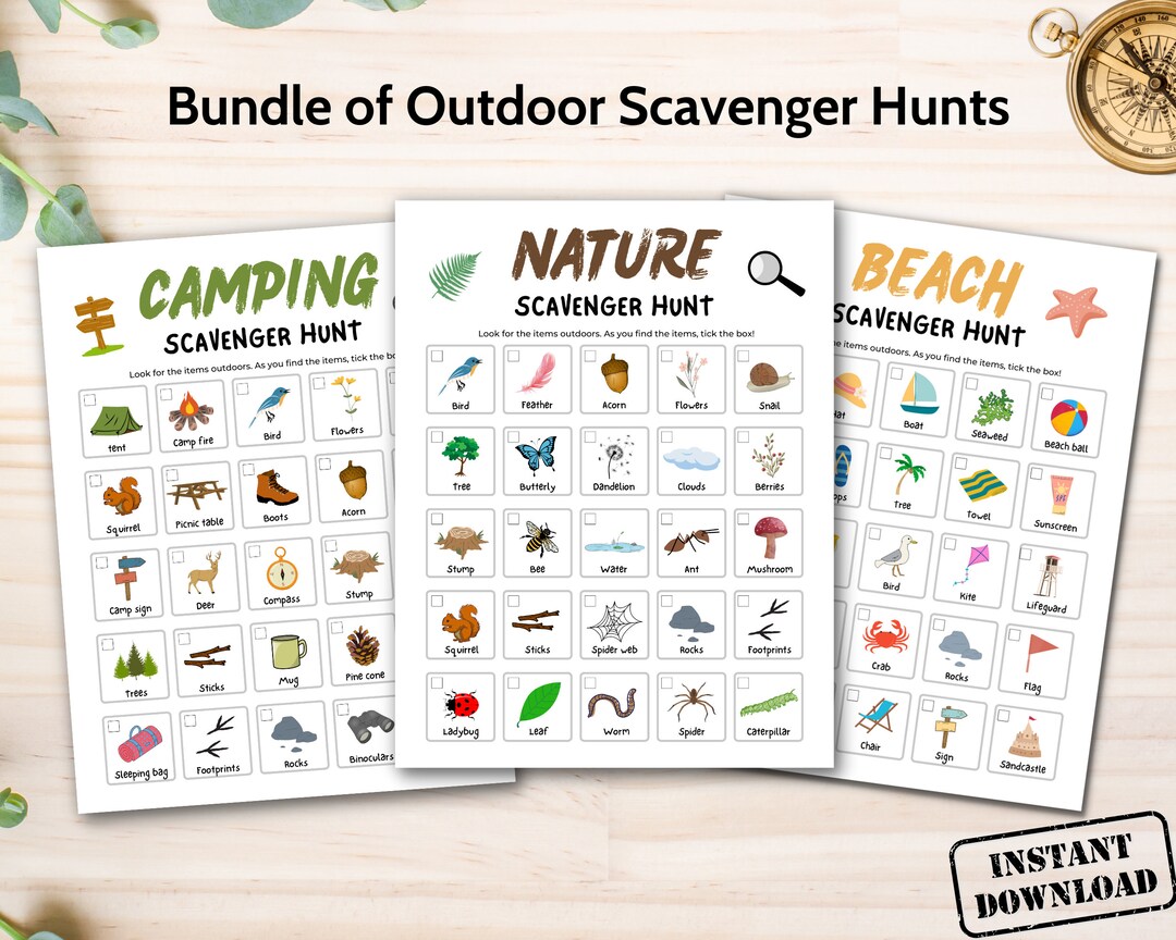 Scavenger Hunt Game Bundle for Kids, Scavenger Hunt for Kids, Outdoor ...