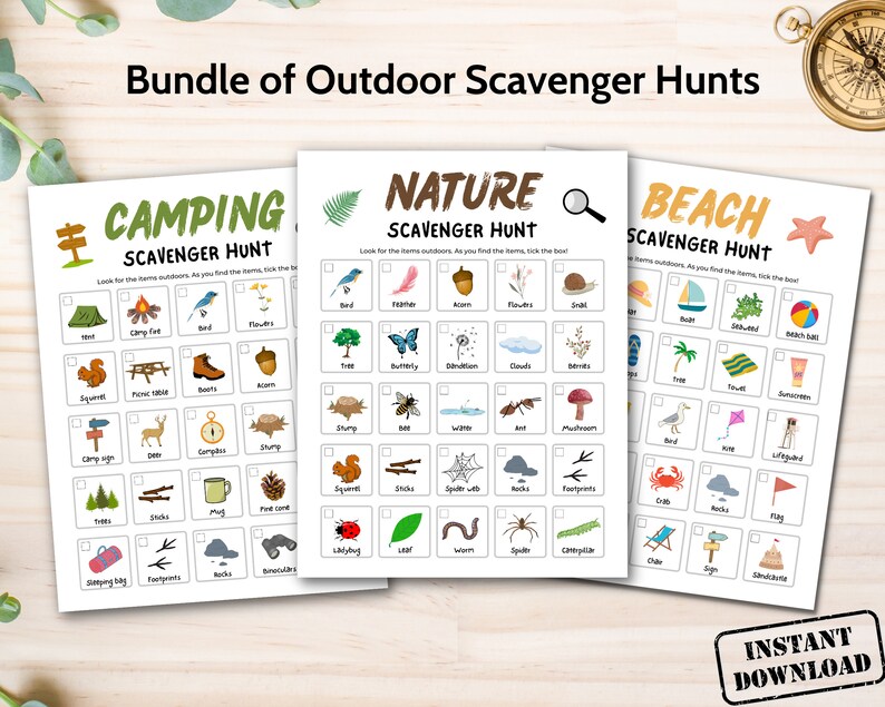 Scavenger Hunt Game Bundle for Kids, Scavenger Hunt for Kids, Outdoor ...