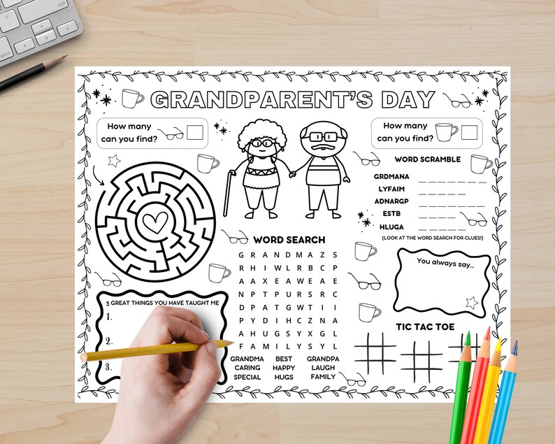 Happy Grandparents Day Activity Placemat Printable, Grandma Craft ...