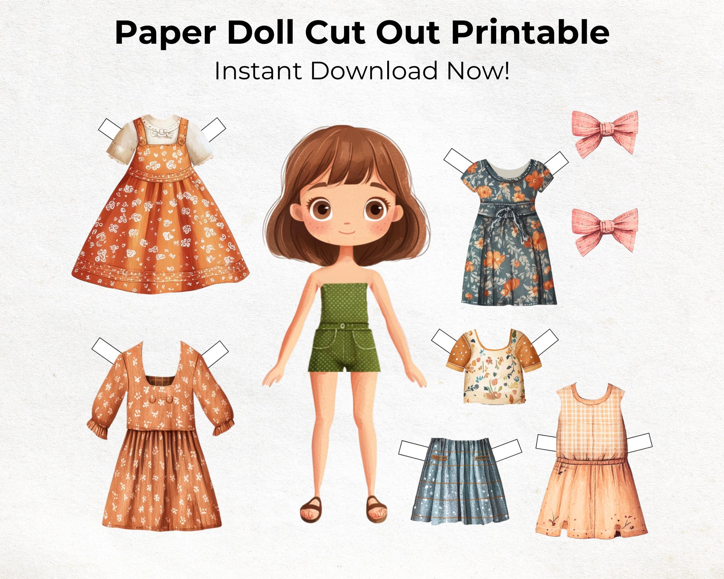 Paper Doll Cut Out Printable, Dress up Doll With Clothes Kit Template ...