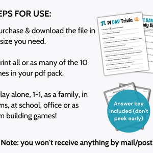 Pi Day Games Bundle Printable, Pi Day Party, Kids Pi Day Maths Games ...