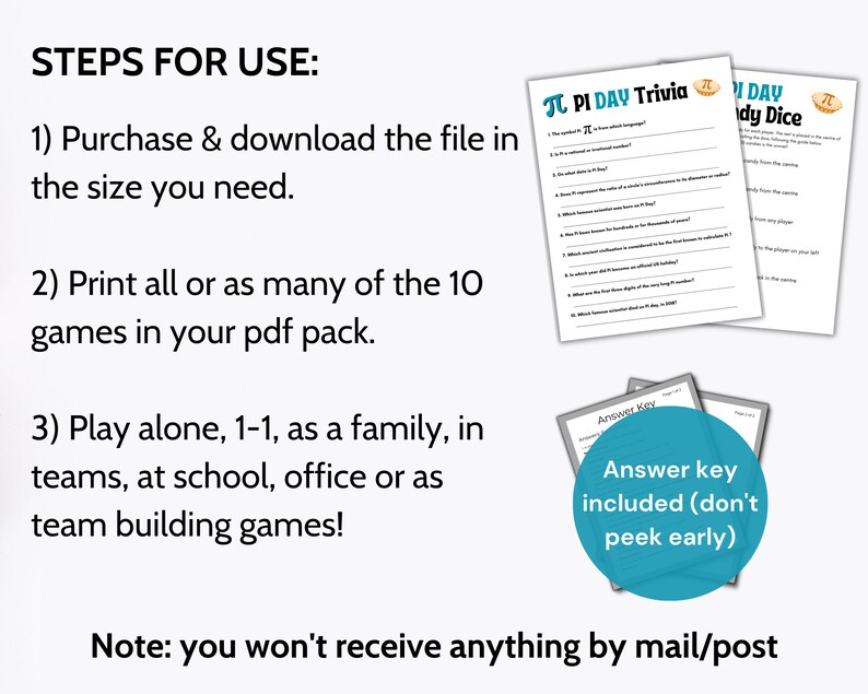 Pi Day Games Bundle Printable, Pi Day Party, Kids Pi Day Maths Games ...
