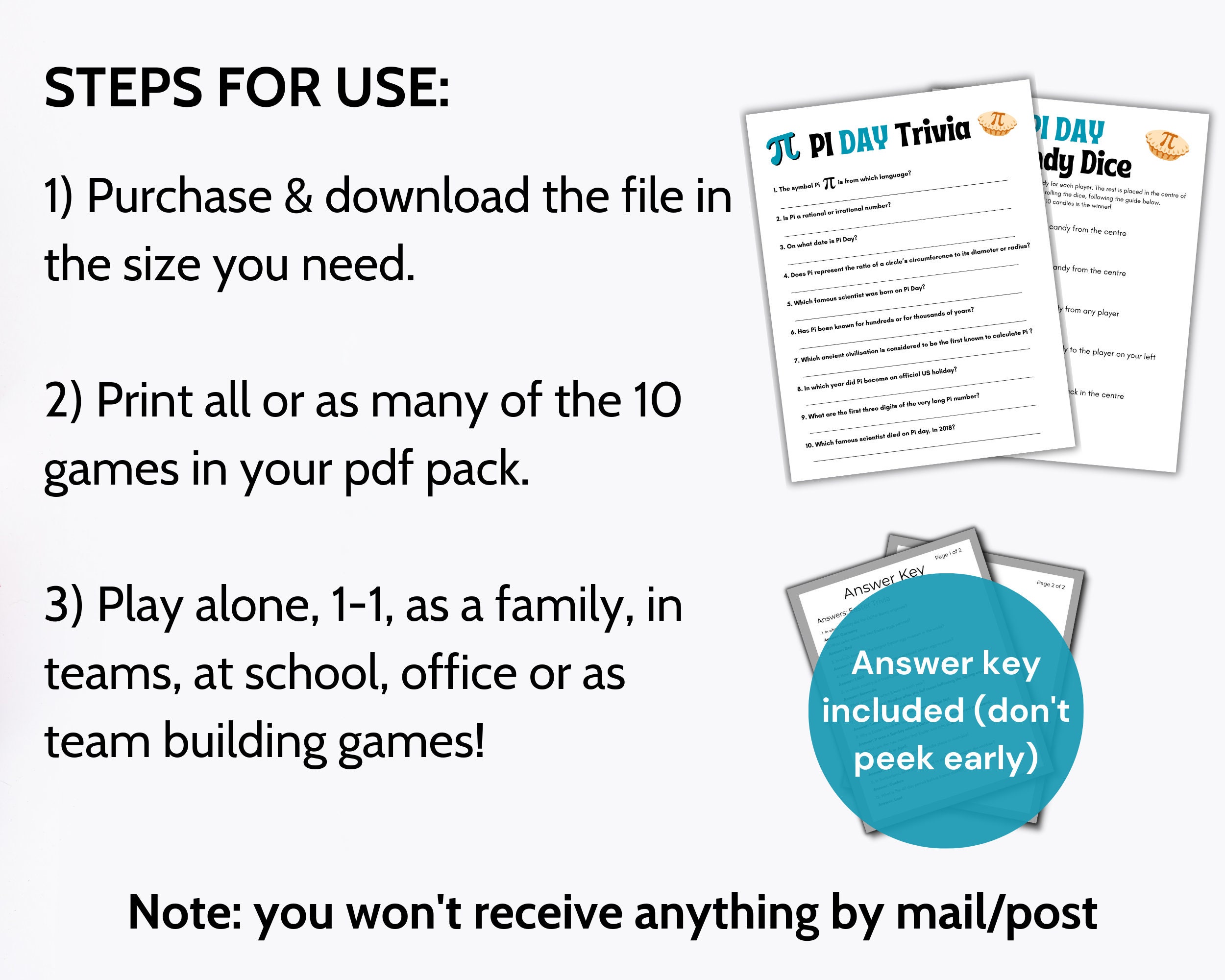 Pi Day Games Bundle Printable, Pi Day Party, Kids Pi Day Maths Games ...