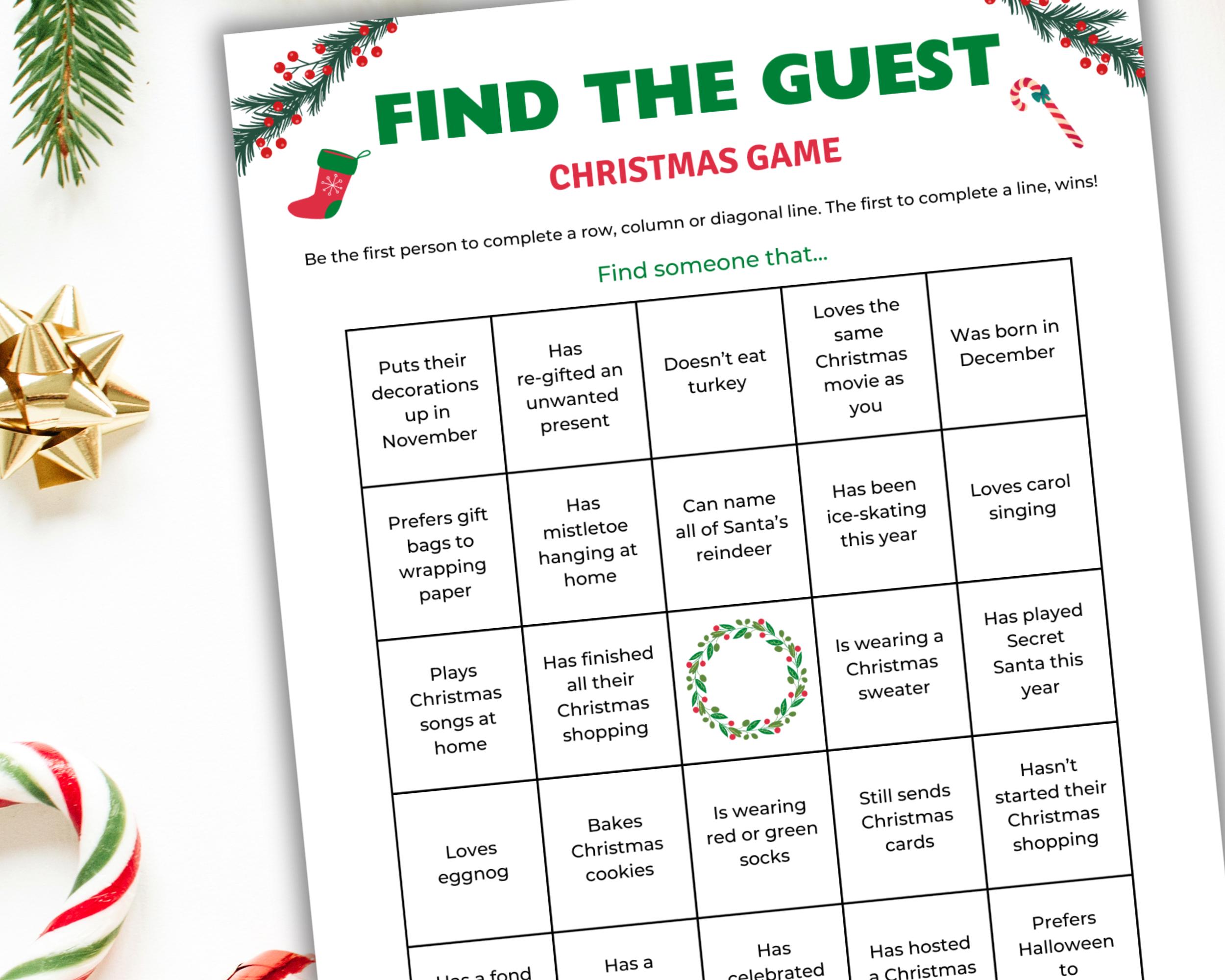 Christmas Find the Guest Game, Office Christmas Party Game, Icebreaker ...