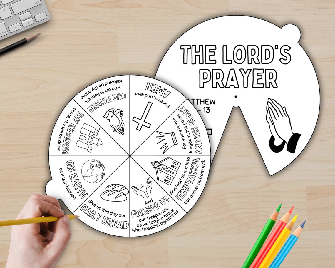 The Lord's Prayer Coloring Wheel, Bible Activity Craft, Sunday School ...