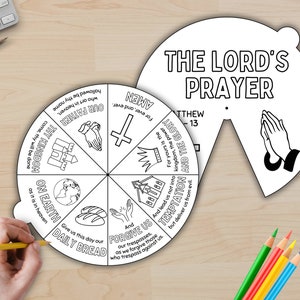 The Lord's Prayer Coloring Wheel, Bible Activity Craft, Sunday School ...