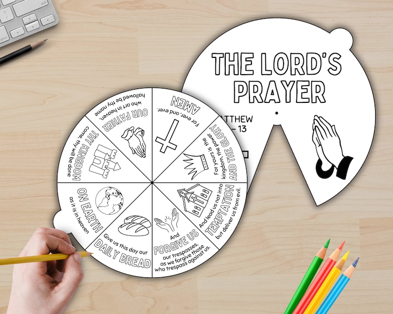 The Lord's Prayer Coloring Wheel, Bible Activity Craft, Sunday School ...