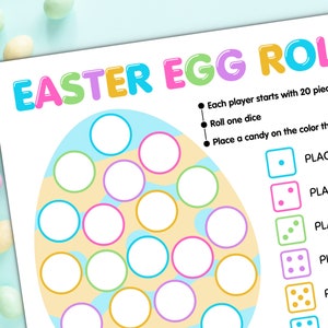 Easter Egg Roll Dice Game Printable, Easter Dice Game All Ages, Easter ...