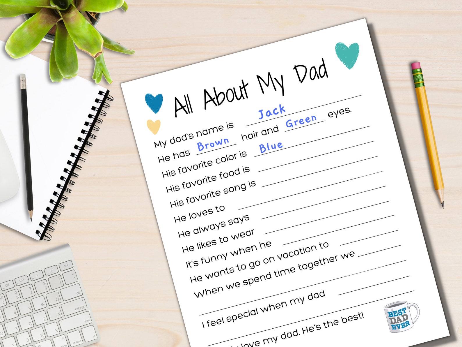 All About My Dad Letter, Dad Appreciation Quiz, Letter to Dad Printable ...