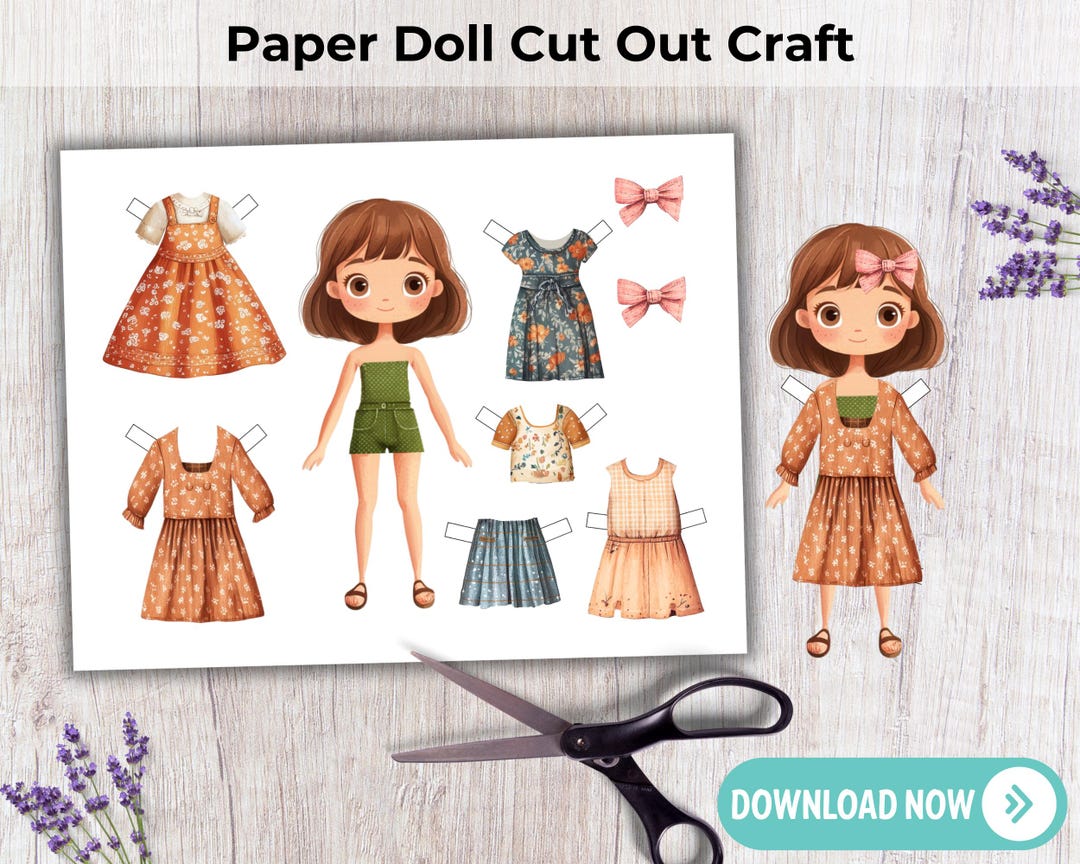 Paper Doll Cut Out Printable, Dress up Doll With Clothes Kit Template ...