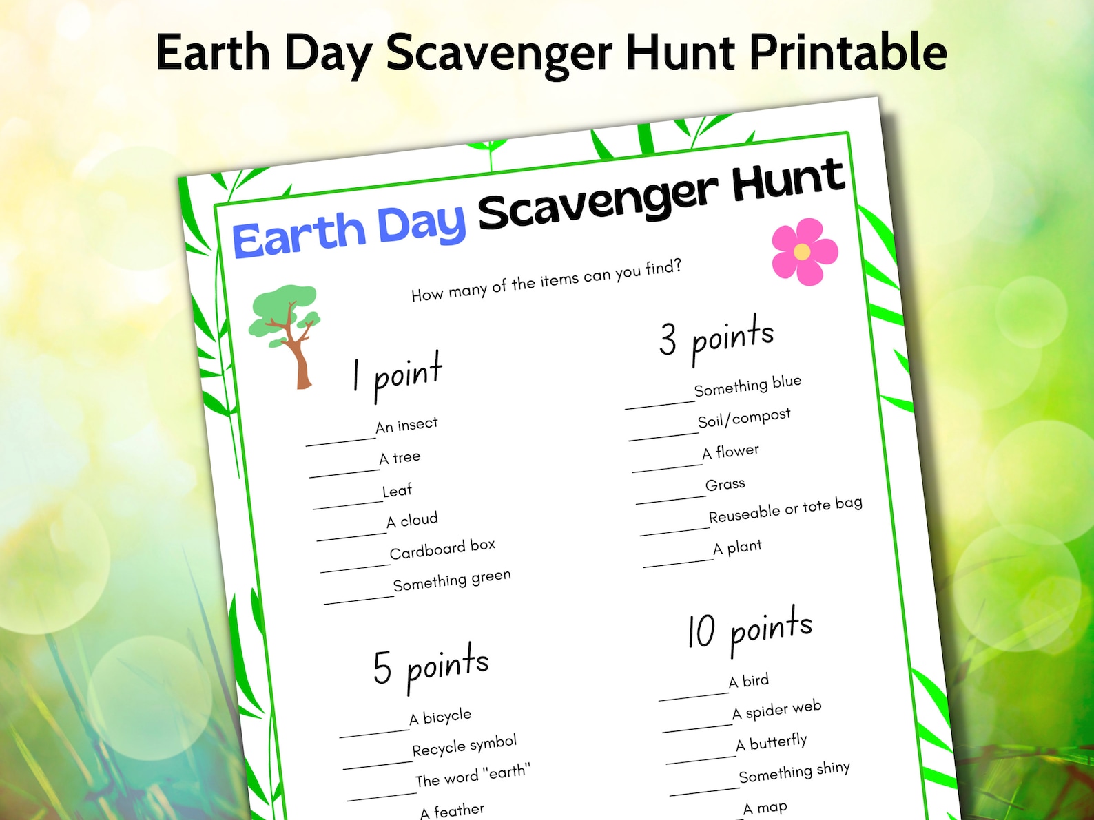 Earth Day Scavenger Hunt Printable, Nature Scavenger Hunt, Happy Earth ...