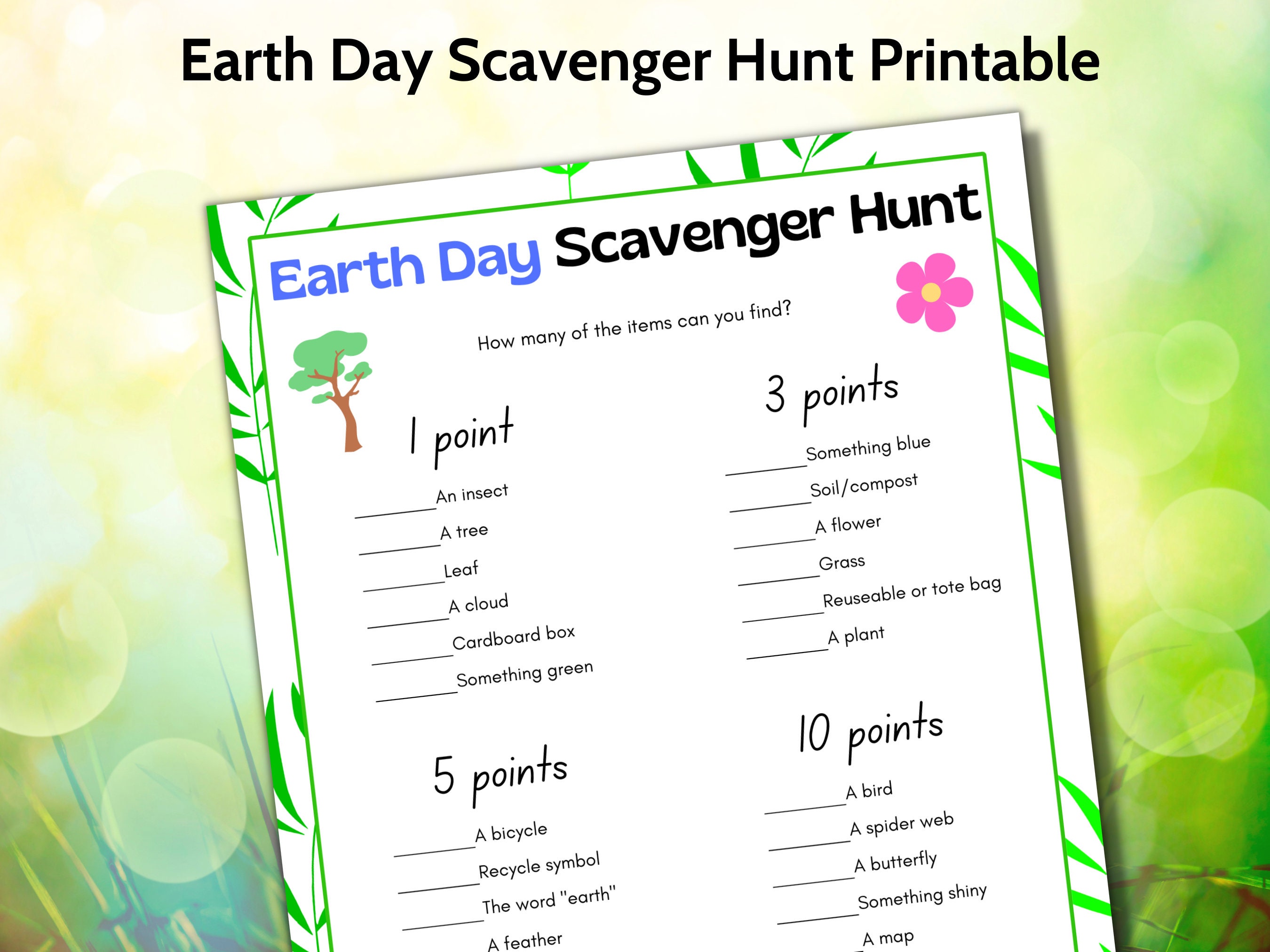 Earth Day Scavenger Hunt Printable, Nature Scavenger Hunt, Happy Earth ...