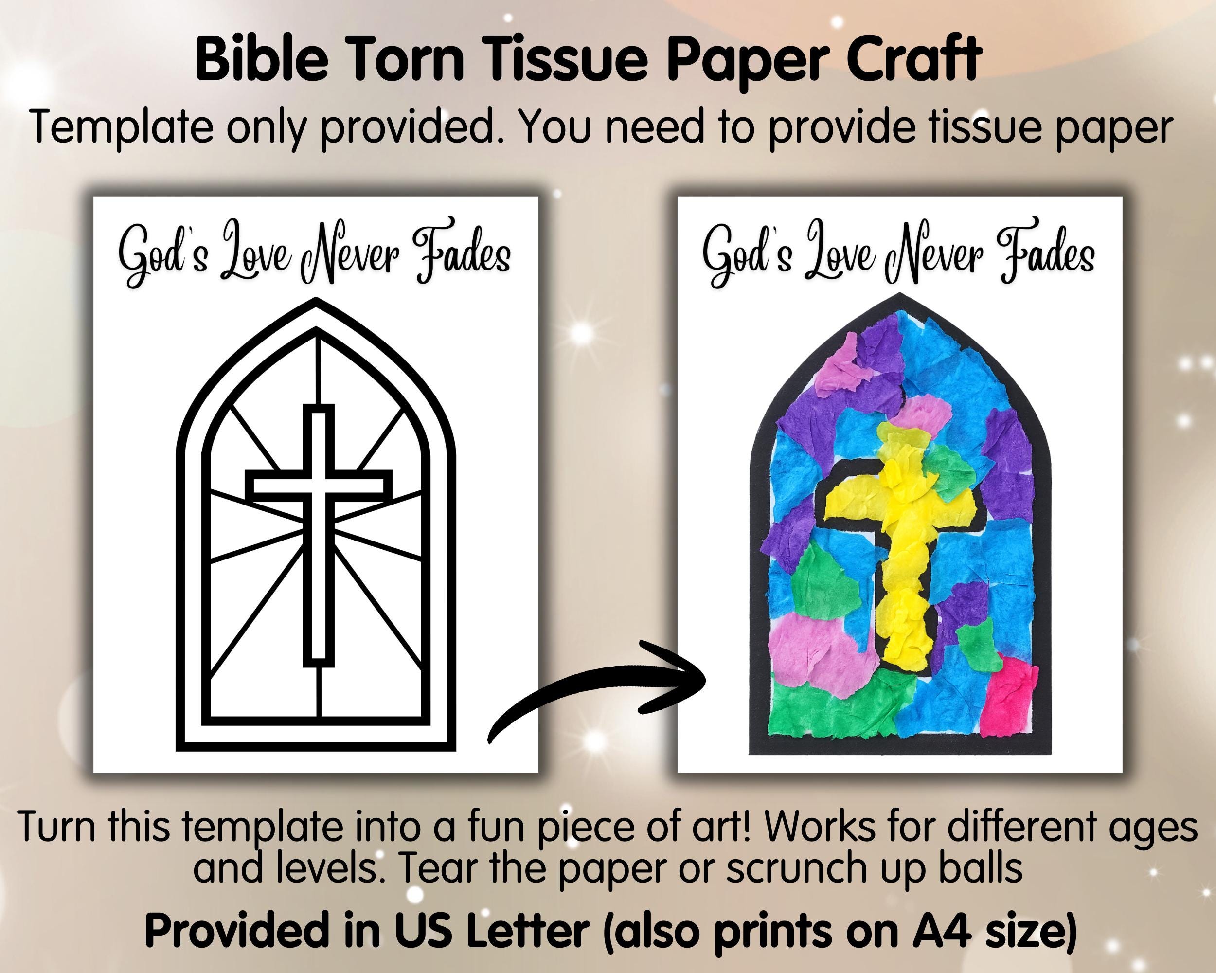Bible Tissue Paper Craft Printable, Christian Church Stained Glass ...