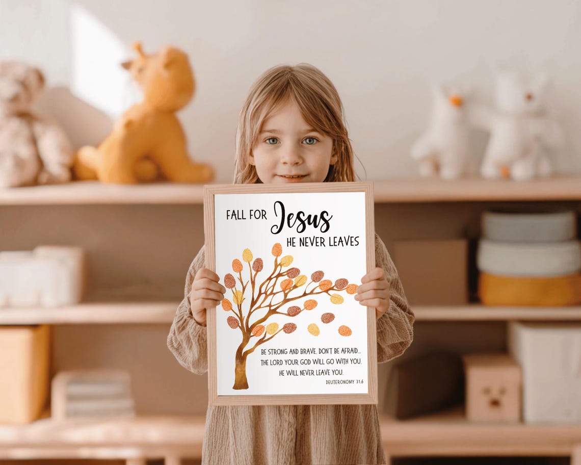 Fall for Jesus Fingerprint Craft, He Never Leaves Handprint Art ...