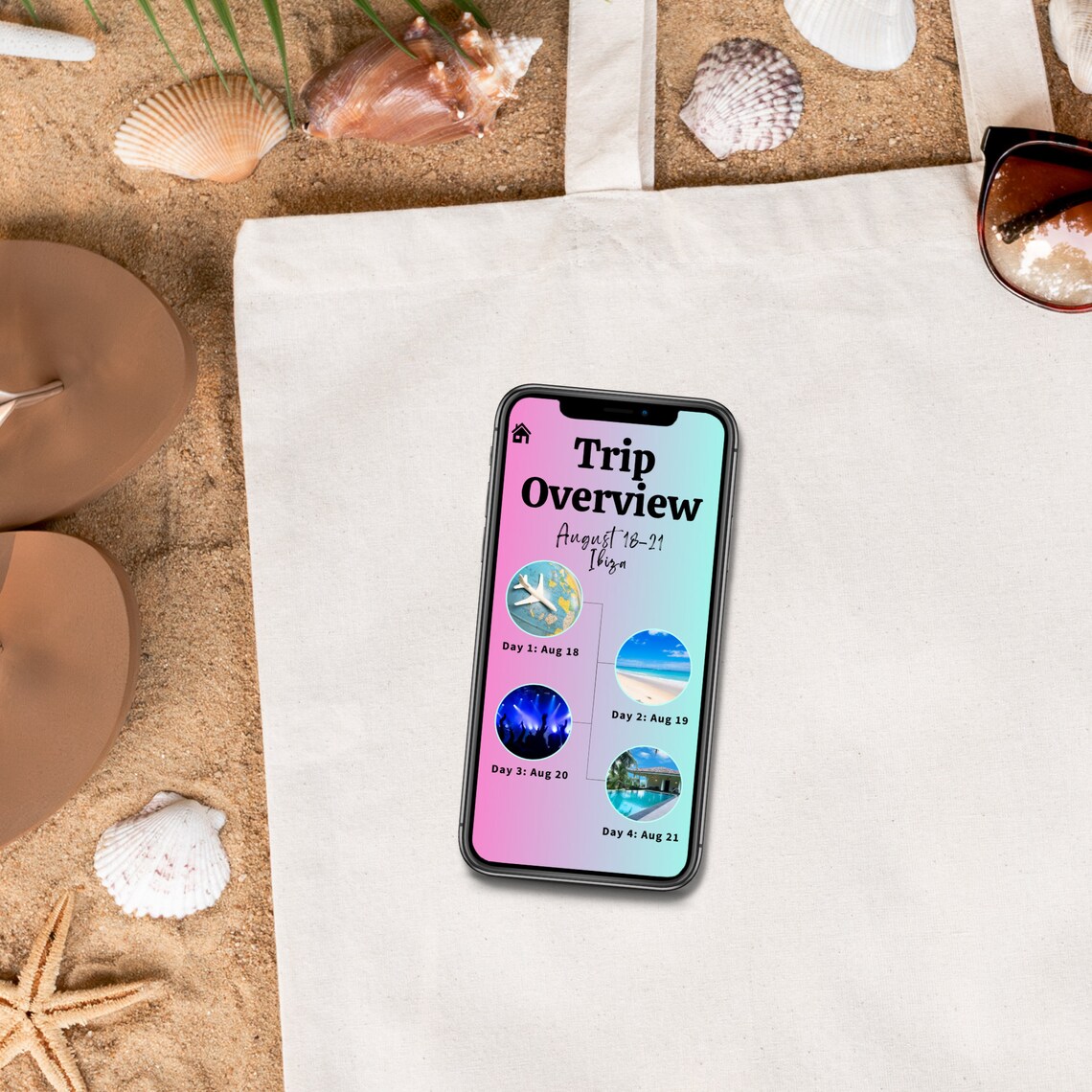 Hen Weekend Mobile Travel Itinerary Template, Ibiza Hen Do Invite ...
