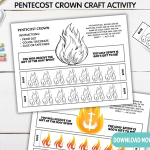 Pentecost Crown Craft Coloring, Holy Spirit Paper Kids Activity Art ...