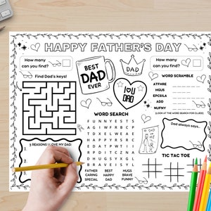 Happy Fathers Day Activity Placemat Printable, Fathers Day Craft ...