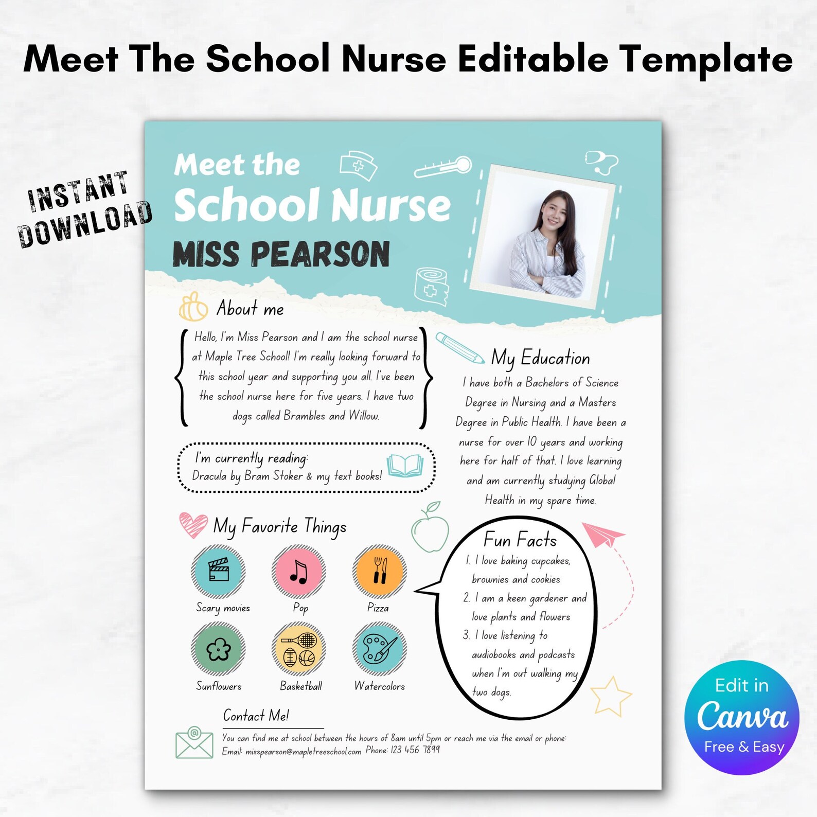 Meet the School Nurse Editable Template, Back to School Flyer, Get to ...