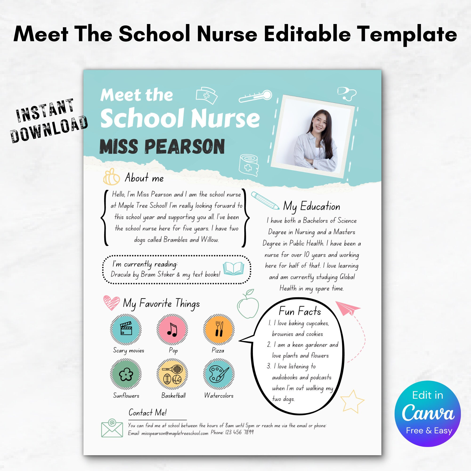 Meet the School Nurse Editable Template, Back to School Flyer, Get to ...