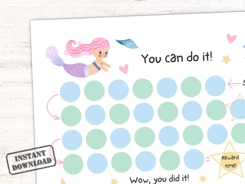 Mermaid Reward Chart Reward Tracker Printable Mermaid Chore - Etsy UK