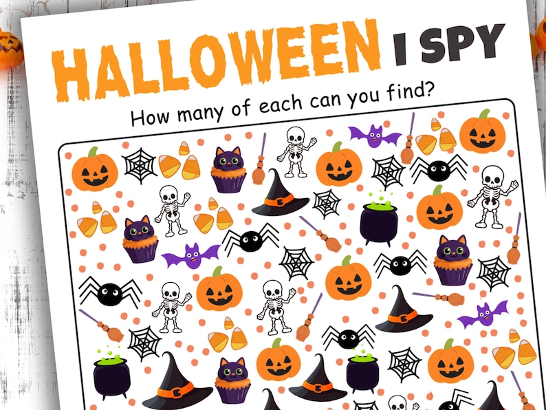 Halloween I Spy Game Printable, Spooky Count and Find Activities, Kids ...