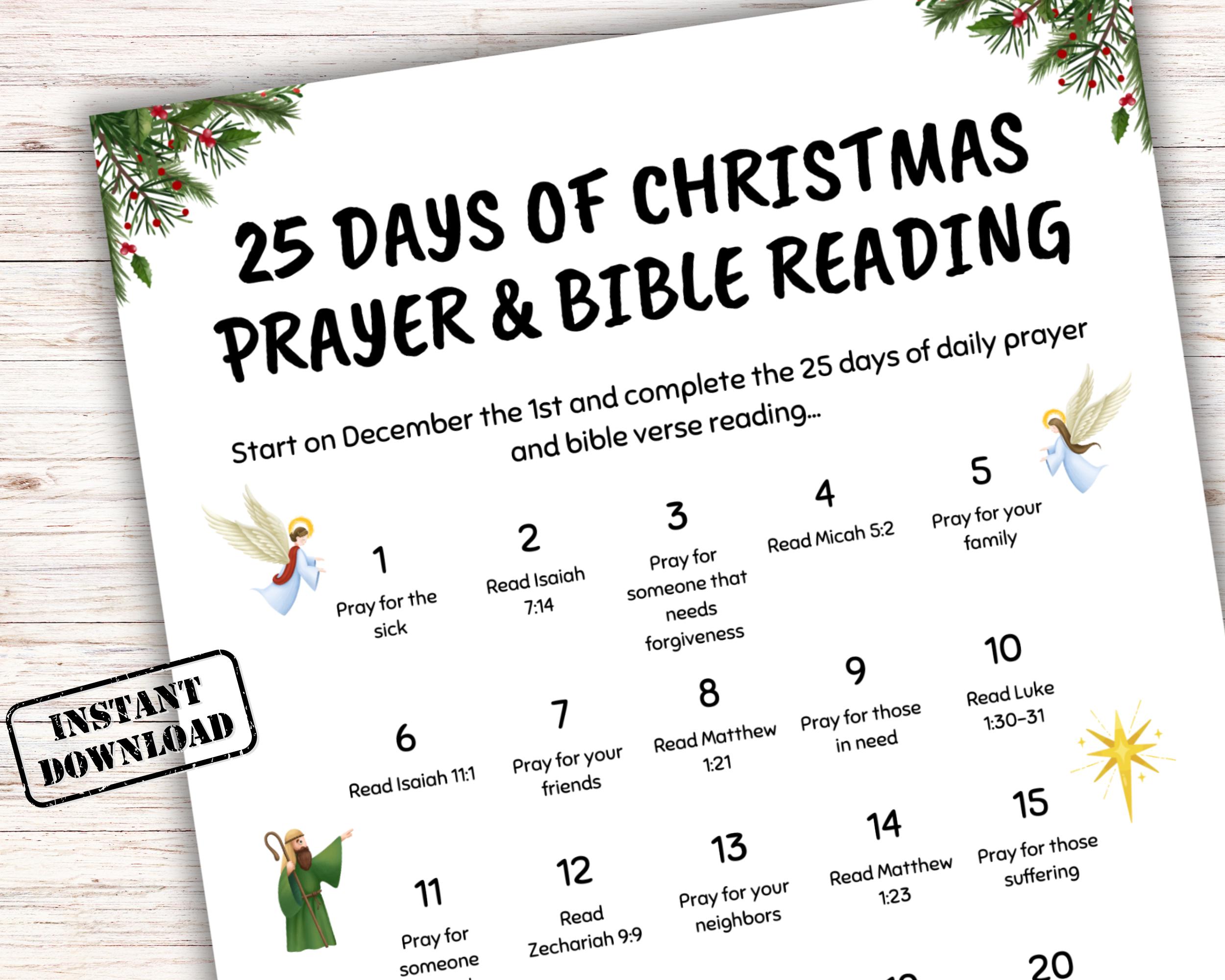 Christmas Countdown Calendar Prayer Activities for Kids, 25 Days of ...