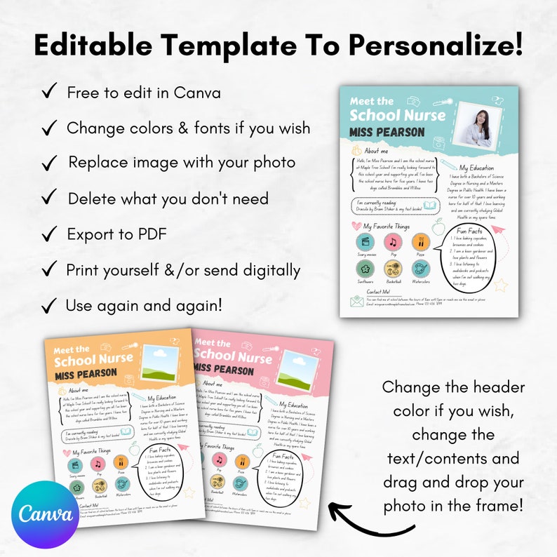 Meet the School Nurse Editable Template, Back to School Flyer, Get to ...
