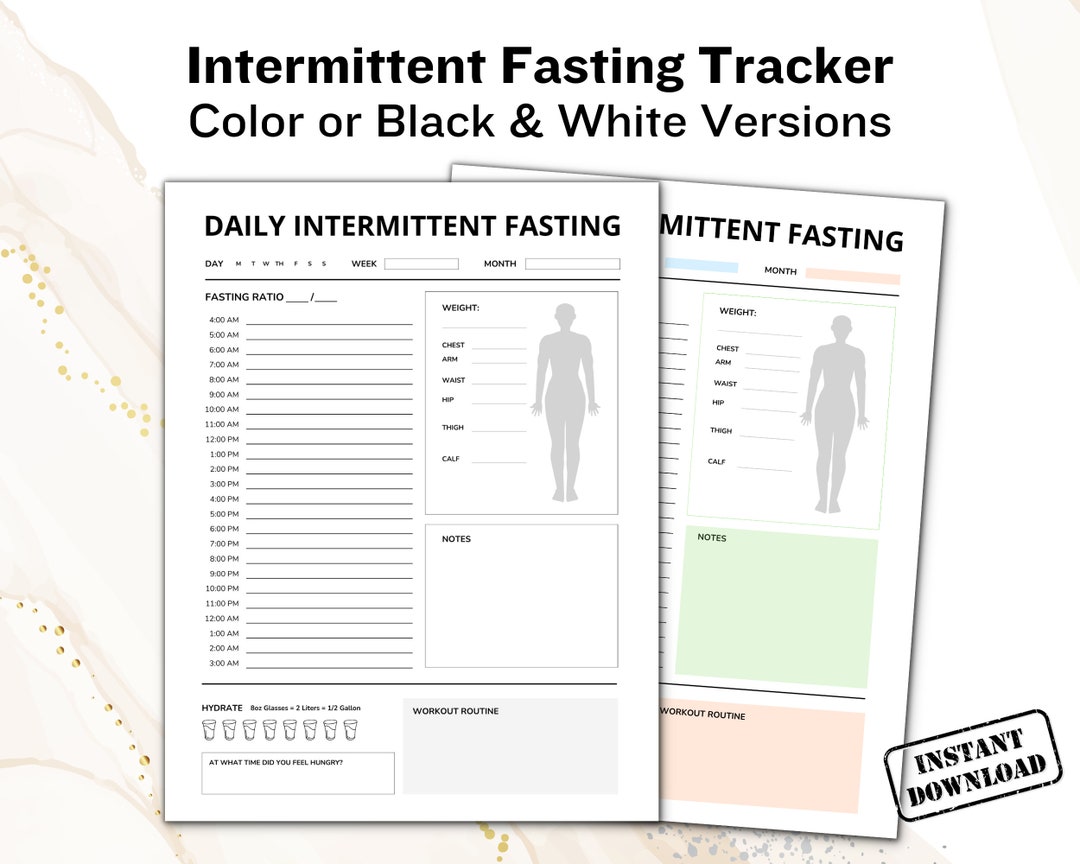 Intermittent Fasting Tracker Printable, Daily Intermittent Fasting Log ...