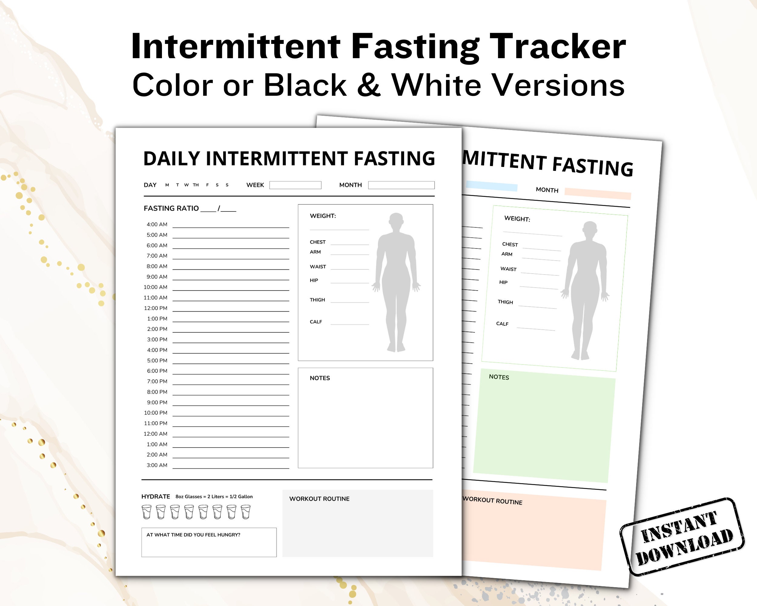 Intermittent Fasting Tracker Printable, Daily Intermittent Fasting Log ...