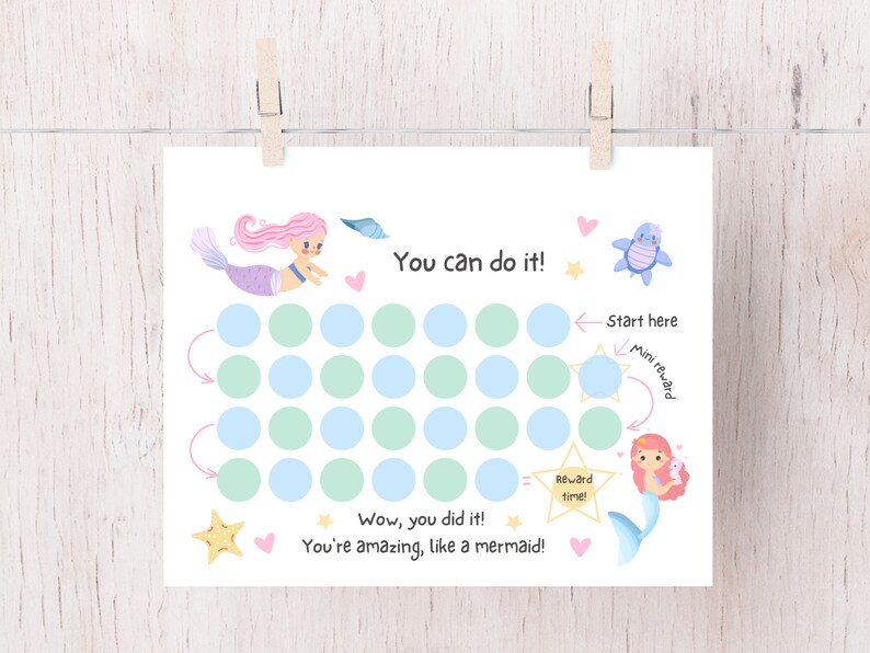 Mermaid Reward Chart Reward Tracker Printable Mermaid Chore - Etsy UK