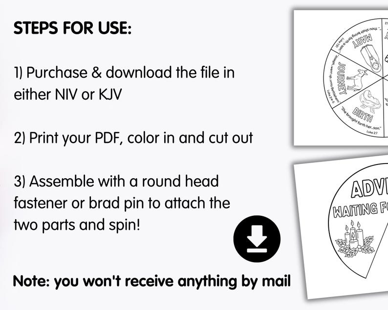 Christmas Advent Coloring Wheel, Nativity Bible Verse Craft, Printable ...