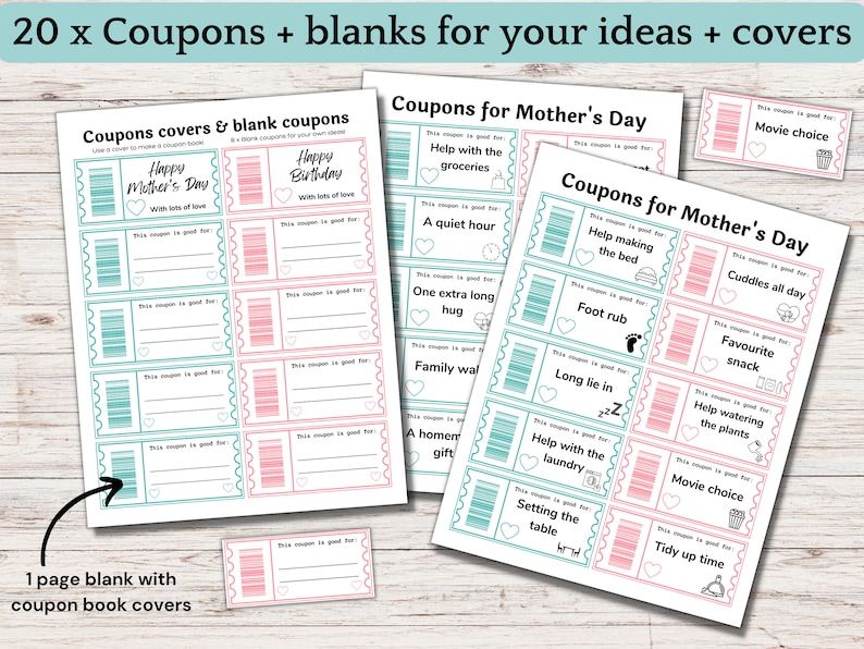 Mothers Day Coupons Printable, Mother's Day Coupons From Kids, Mom ...