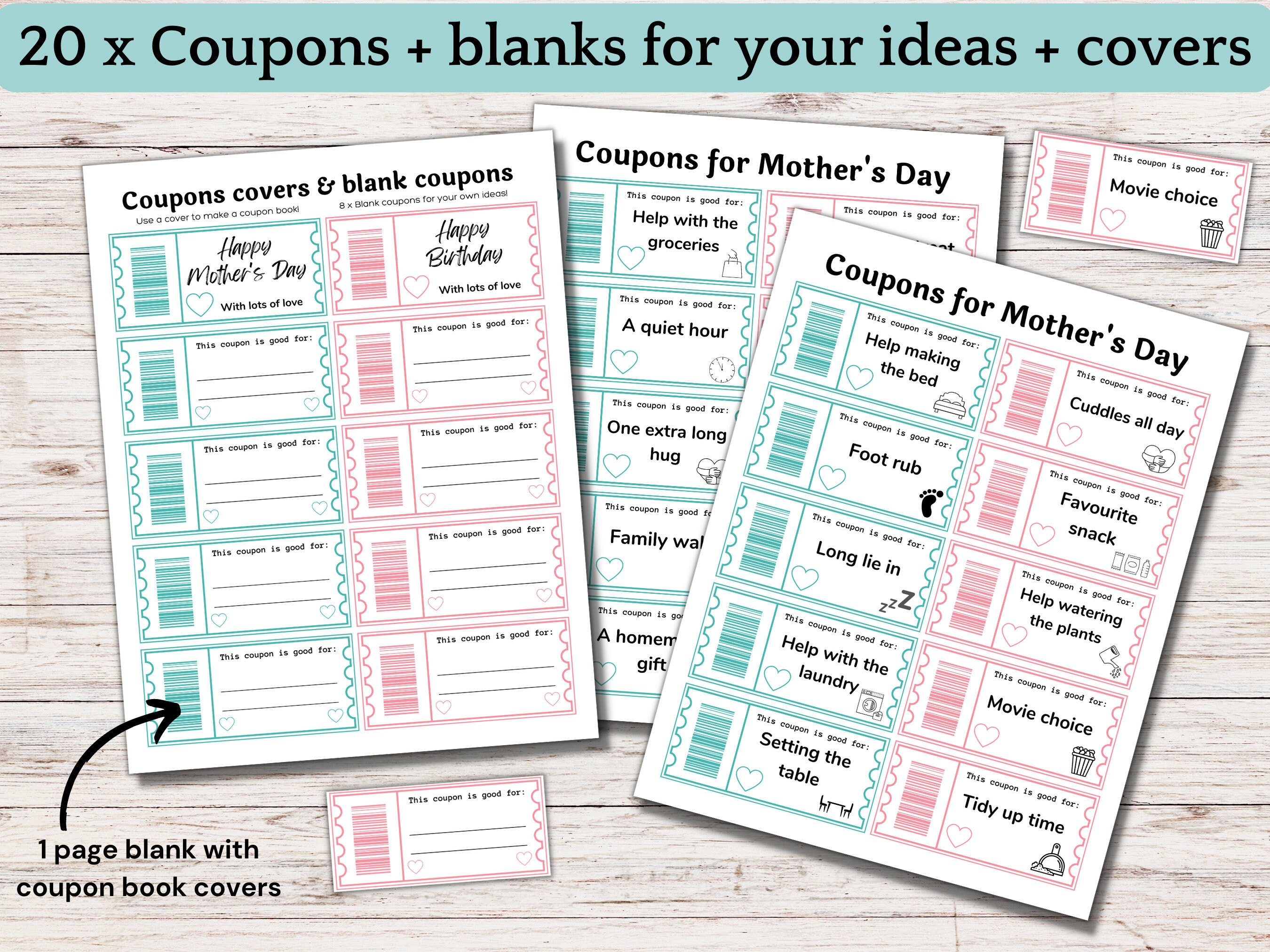 Mothers Day Coupons Printable, Mother's Day Coupons From Kids, Mom ...