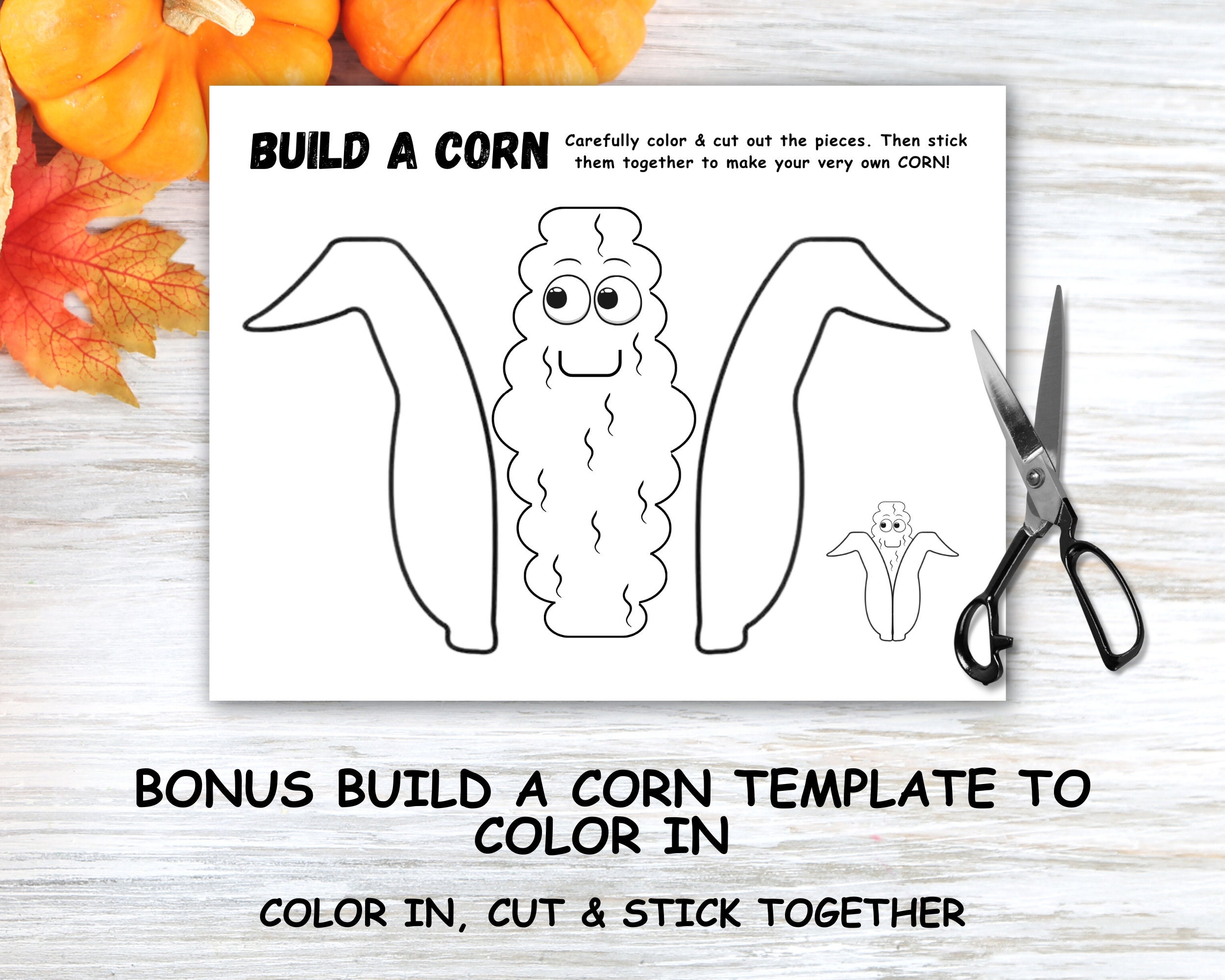 Build A Turkey Craft for Thanksgiving, Kids Crafting Activity Printable ...