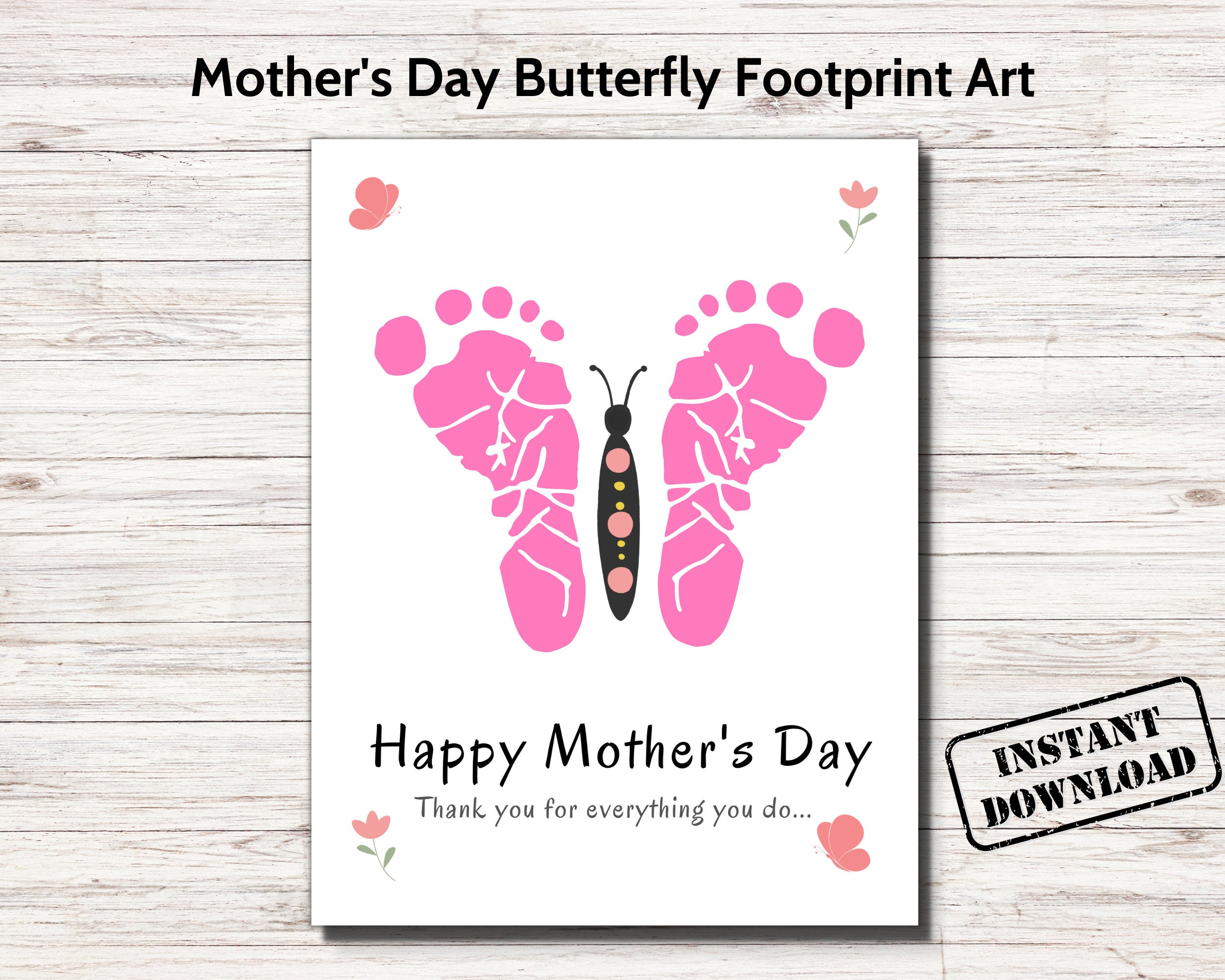 Mother's Day Butterfly Footprint Art, DIY Footprint Craft, Footprint ...