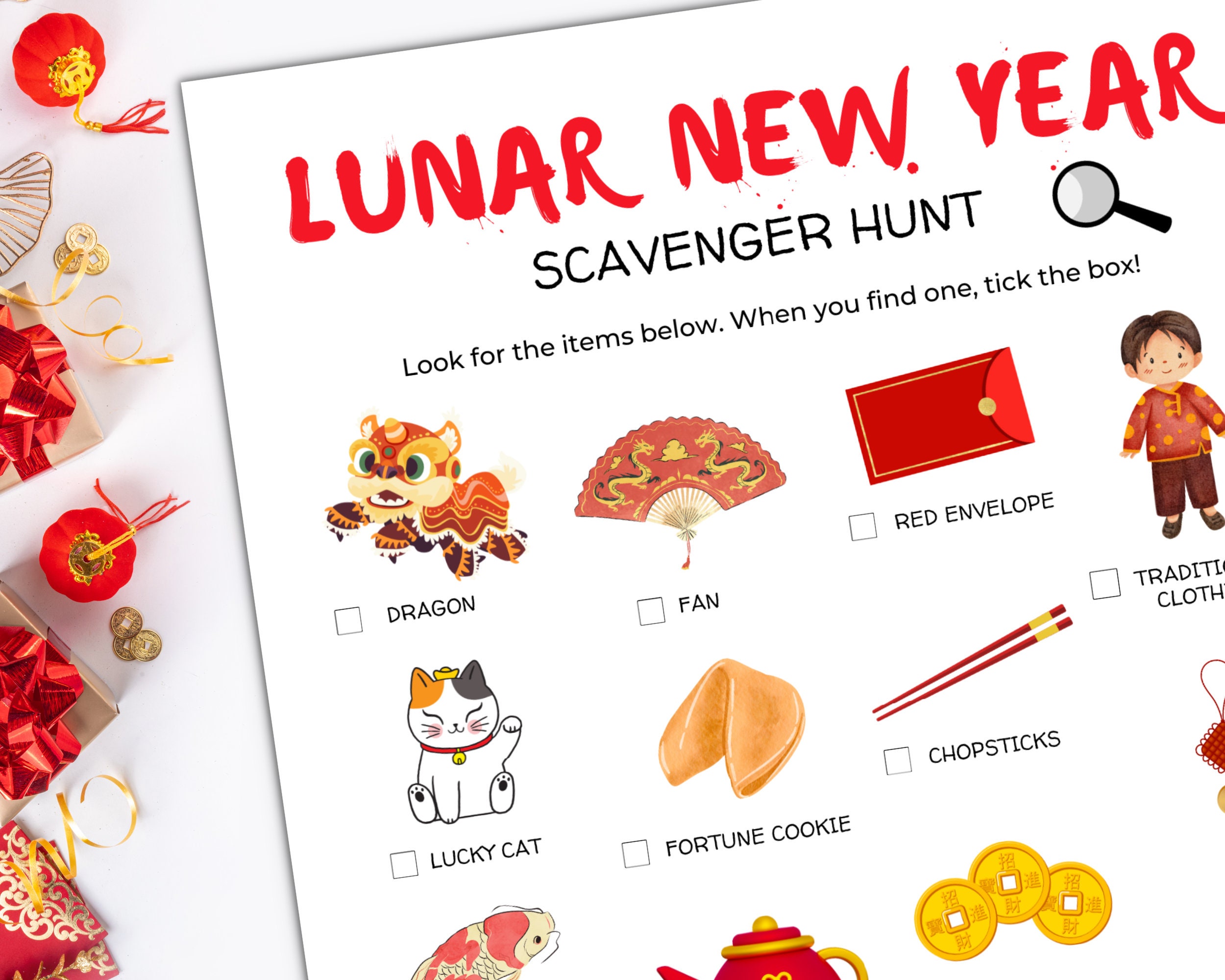 Lunar New Year Scavenger Hunt Printable, Chinese New Year Treasure Hunt ...