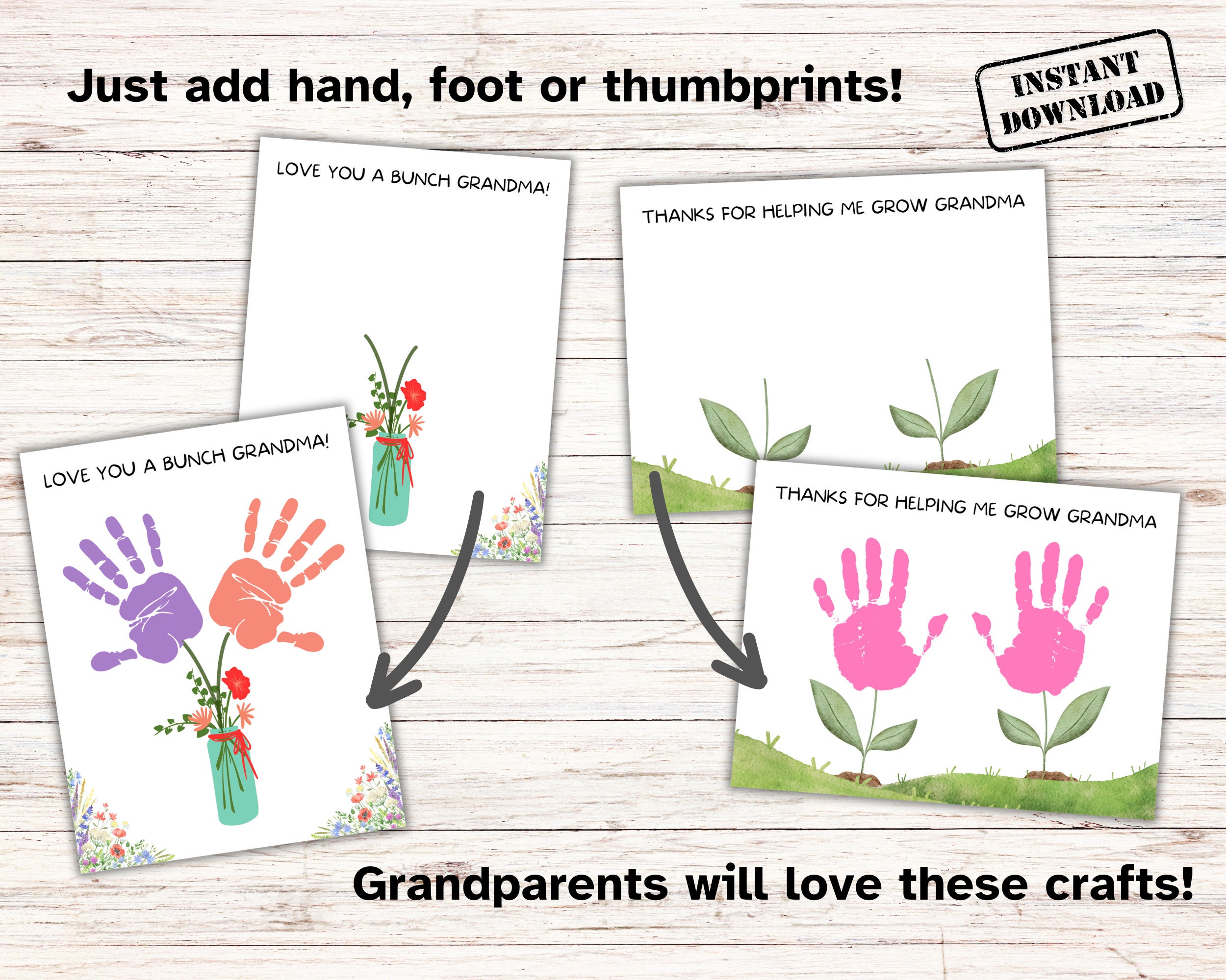 Grandparents Handprint Art Craft, Grandparents Day Bundle, Grandma ...