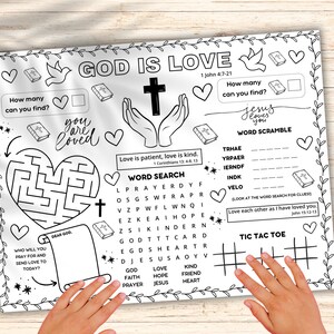 Bible Activity Placemat Bundle, Sunday School Craft Games, Bible ...