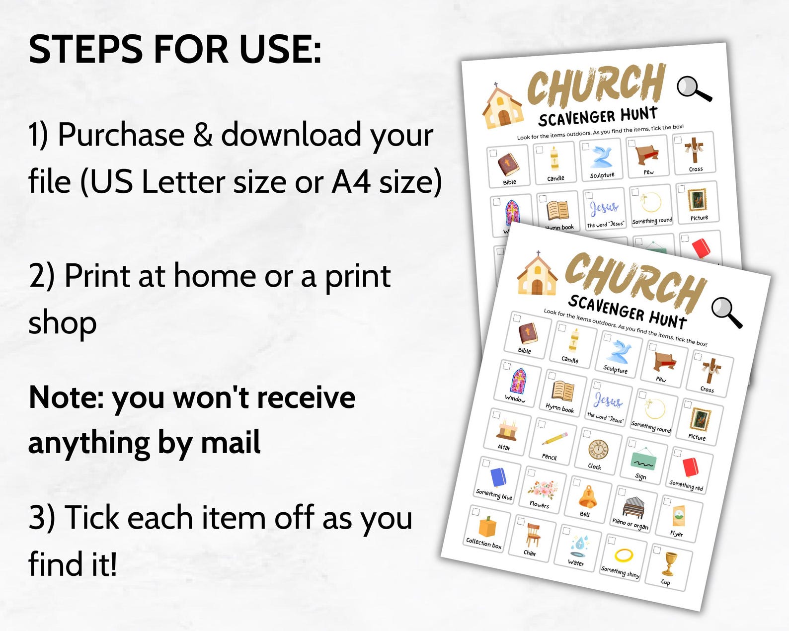 Church Scavenger Hunt, Sunday School Kids Activity, Christian Church ...