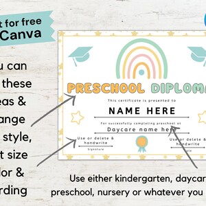Editable Preschool Diploma, Daycare Graduation, Preschool Graduation ...