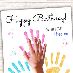 Happy Birthday Handprint Craft Printable, Birthday Balloons Card DIY ...