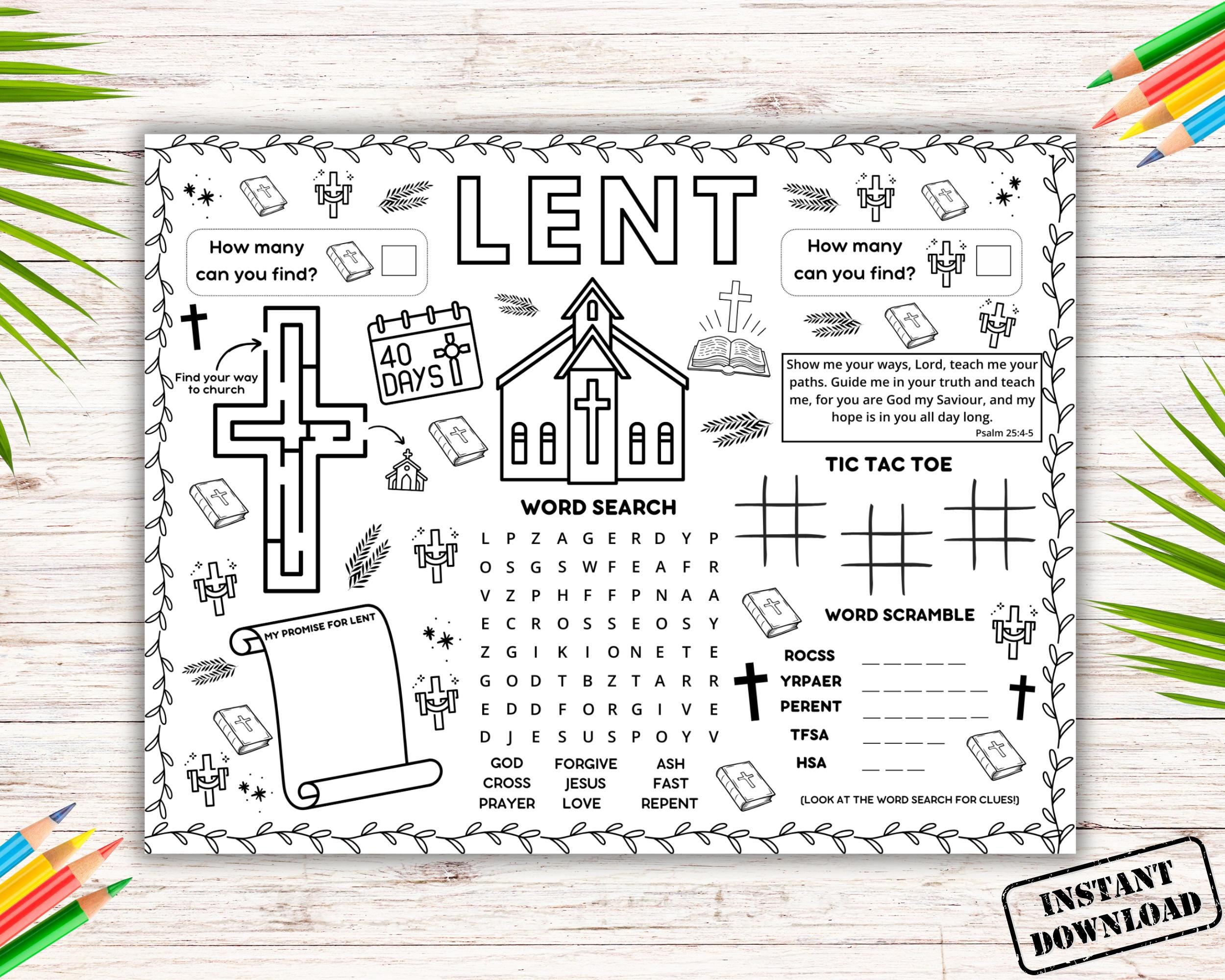 Lent Bible Activity Placemat, Lent Bible Activity Coloring Sheet ...