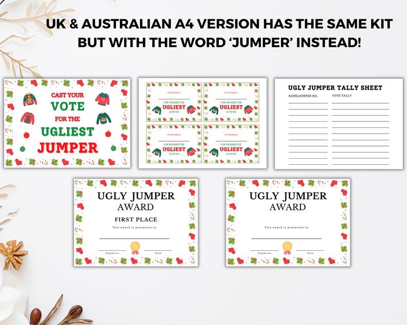 Ugly Sweater Contest Kit, Christmas Ugly Sweater Office Party, Best ...