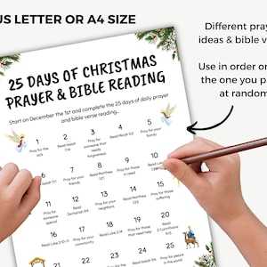 Christmas Countdown Calendar Prayer Activities for Kids, 25 Days of ...