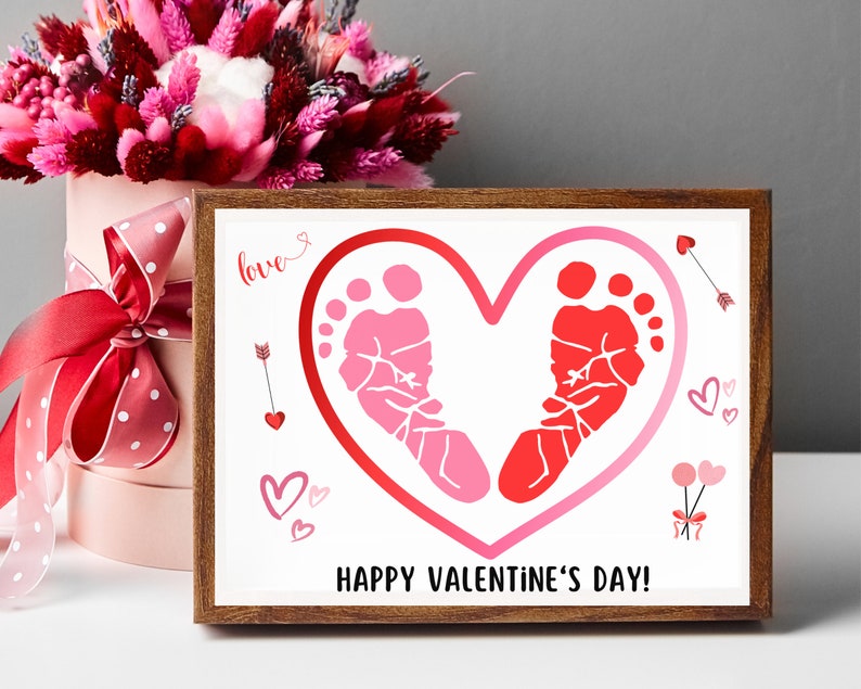 Happy Valentine's Day Footprint Craft, Valentines Day Art Foot Paint ...