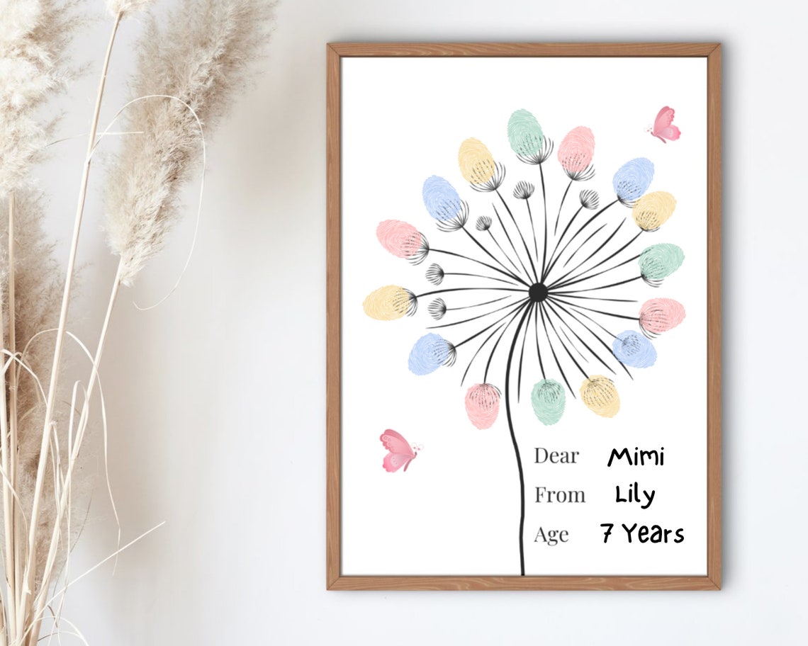 Dandelion Fingerprint Art Printable, Fingerprint Craft Keepsake ...