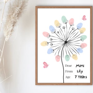 Dandelion Fingerprint Art Printable, Fingerprint Craft Keepsake ...