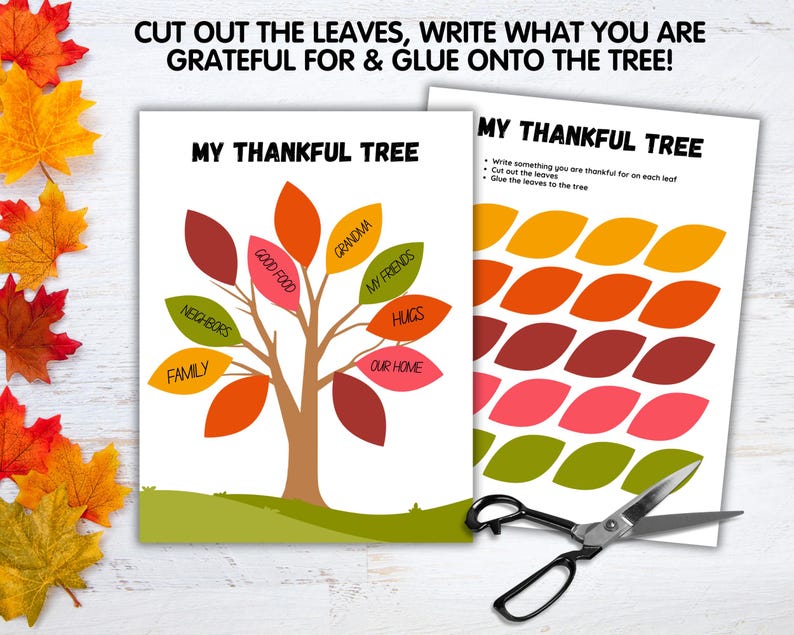 Thankful Tree Craft Printable, Gratitude Tree Activity Template, Kids ...