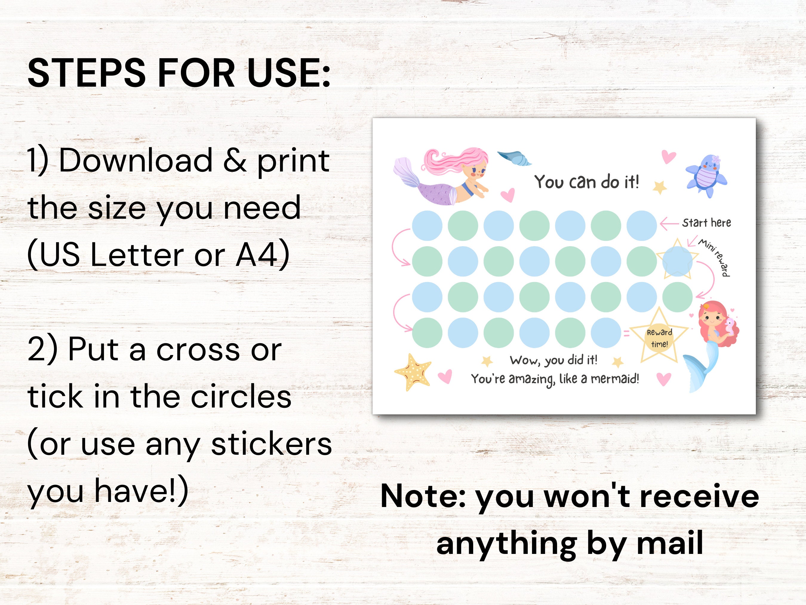 Mermaid Reward Chart Reward Tracker Printable Mermaid Chore - Etsy UK