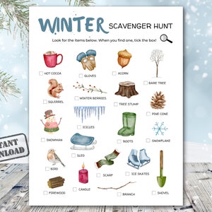 Winter Scavenger Hunt Printable, Outdoor Treasure Hunt Family Activity ...
